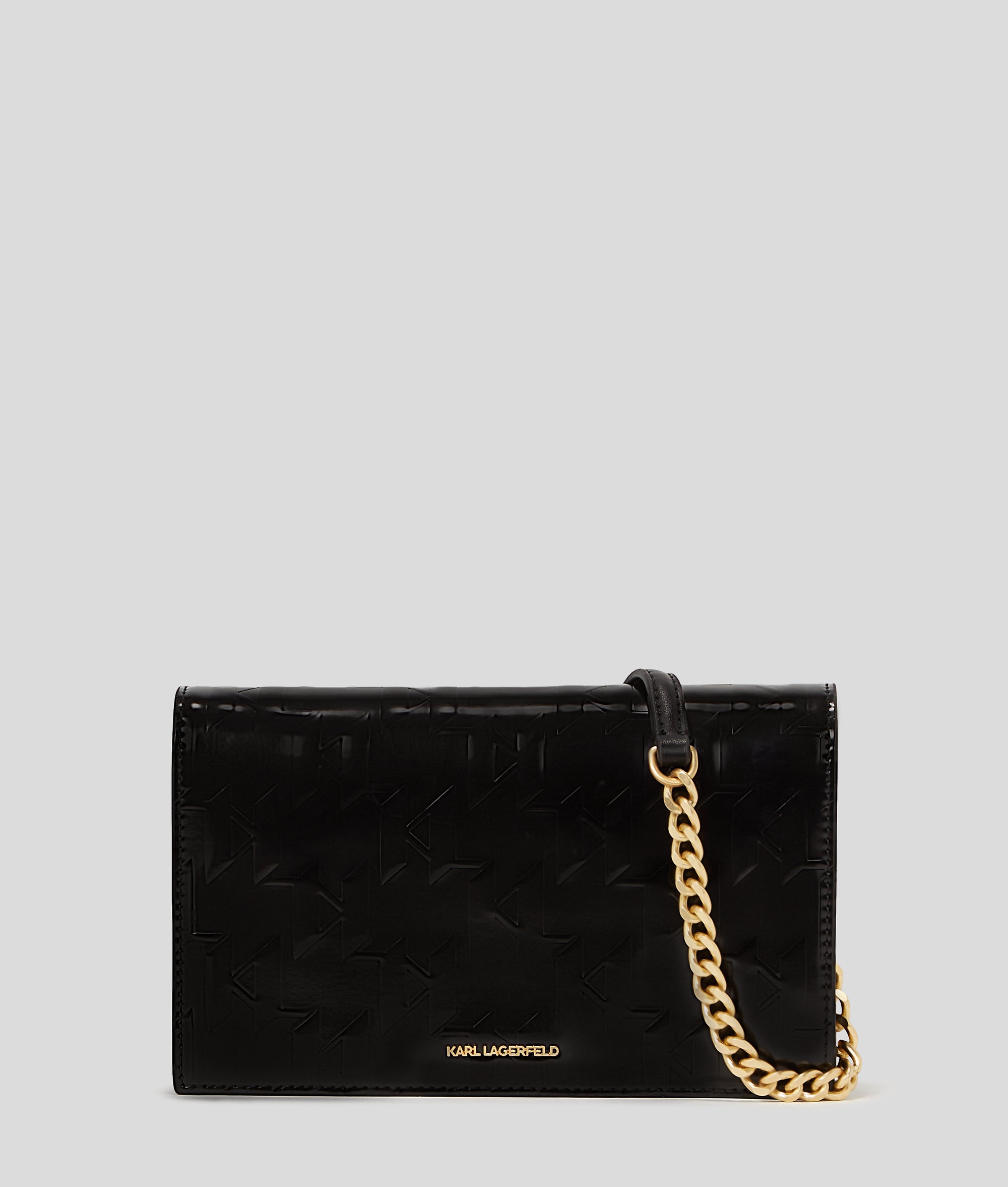 K/SKUARE SHINY WALLET ON CHAIN | Black | Women | KARL LAGERFELD