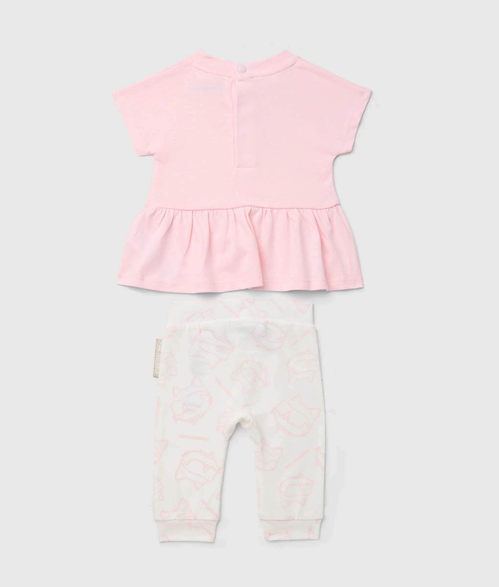 Baby Ikon dress and leggings set | White/Pink | Kids | KARL LAGERFELD